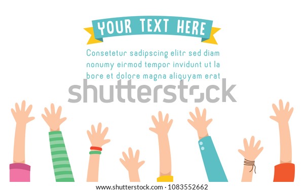 Vector Illustration Kids Raising Hands Celebration Stock Vector ...