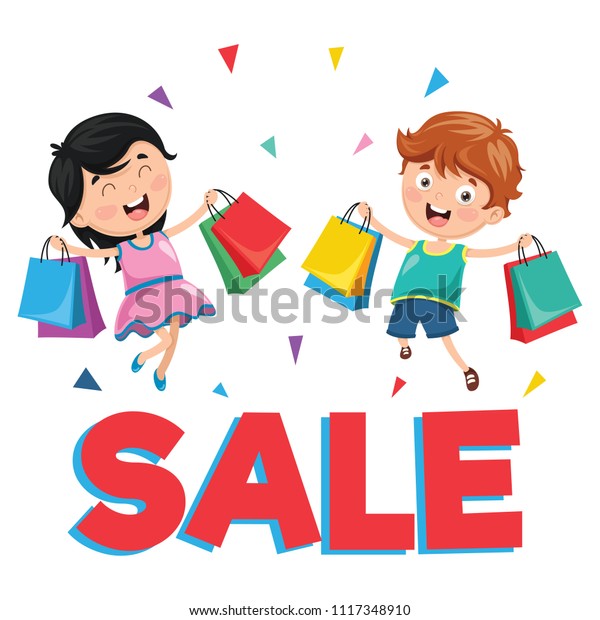 Vector Illustration Kids Shopping Stock Vector (Royalty Free ...
