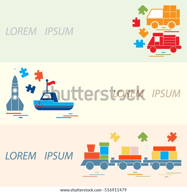Vector Illustration Kids Toys Objects Train Stock Vector (Royalty Free ...