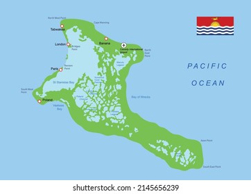 Vector Illustration Kiritimati Island Map Stock Vector (Royalty Free ...