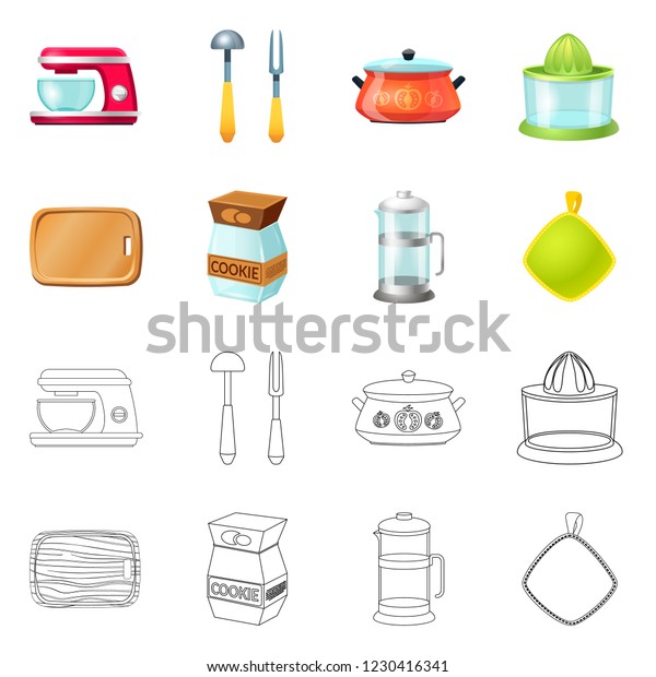 Vector Illustration Kitchen Cook Sign Set Stock Vector (Royalty Free ...