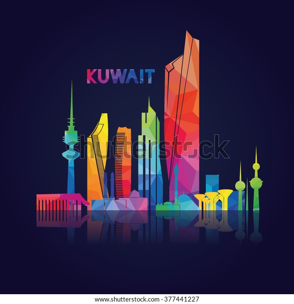 Vector Illustration Kuwait City Panorama Colorful Stock Vector (Royalty ...