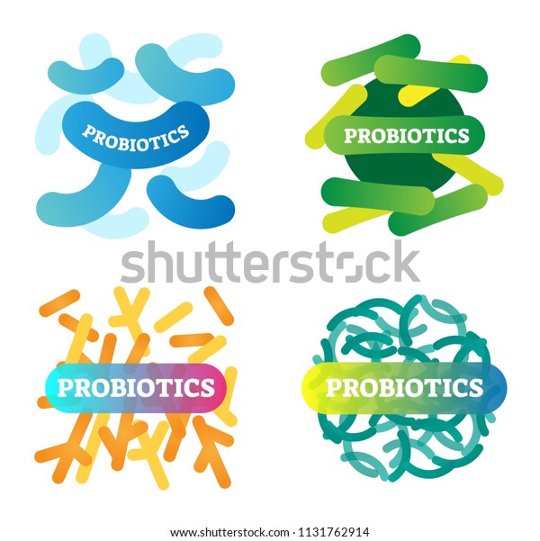 Vector Illustration Labeled Artistic Colorful Probiotics Stock Vector ...