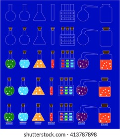 Vector Illustration Laboratory Bottles Tubes Stock Vector (Royalty Free ...