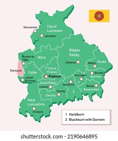 Vector Illustration Lancashire Map England Stock Vector (Royalty Free ...