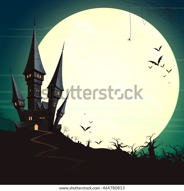 Vector Illustration Landscape Spooky Haunted Halloween Stock Vector ...