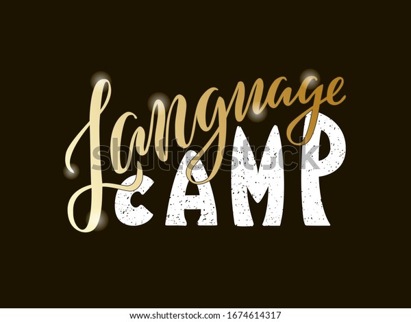 Vector Illustration Language Camp Lettering Banner Stock Vector ...