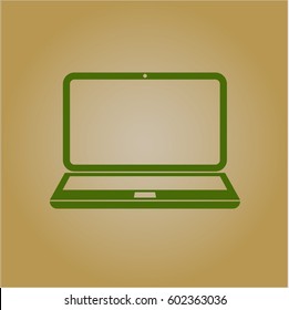 Vector Illustration Laptop Icon Green Color: เวกเตอร์สต็อก (ปลอดค่า ...