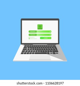 Vector Illustration Laptop Interface Login Form Stock Vector (Royalty ...