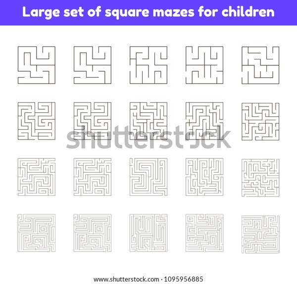 Vector Illustration Large Set Square Mazes Stock Vector (Royalty Free ...