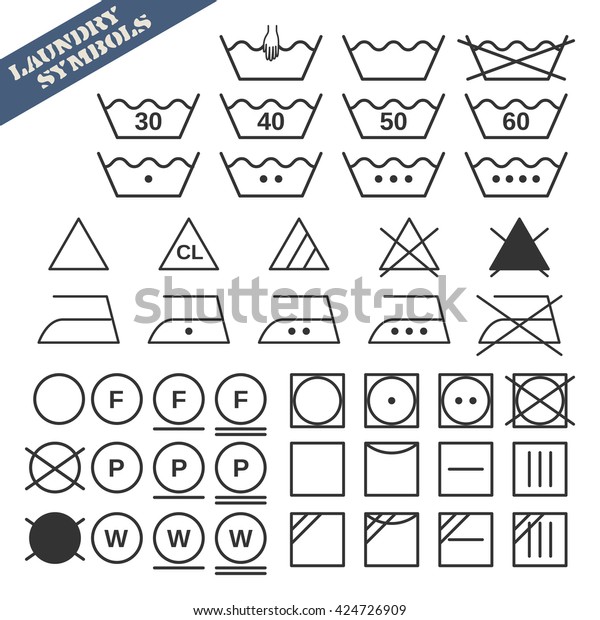 Vector Illustration Laundry Symbols Set 45 Stock Vector (Royalty Free ...