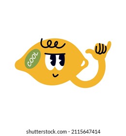Vector Illustration Lemon Smiling Face Cartoon Stock Vector (Royalty ...