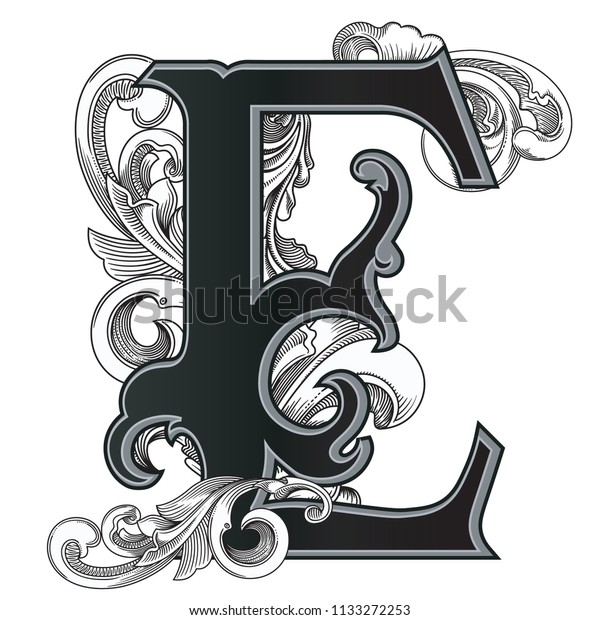 Vector Illustration Letter E Decorations Isolated Stock Vector (Royalty ...