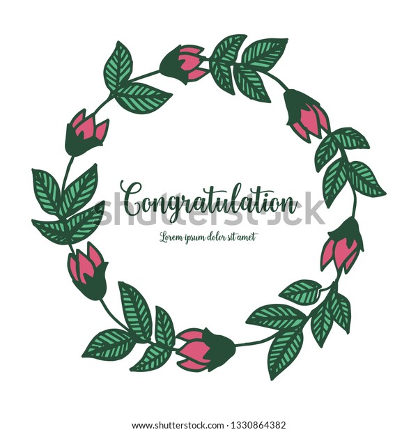 Vector Illustration Lettering Congratulation Green Leaf Stock Vector ...