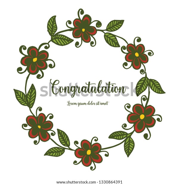 Vector Illustration Lettering Congratulation Green Leaf Stock Vector ...