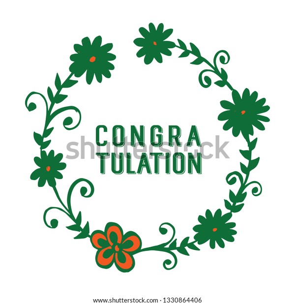 Vector Illustration Lettering Congratulation Green Leaf Stock Vector ...