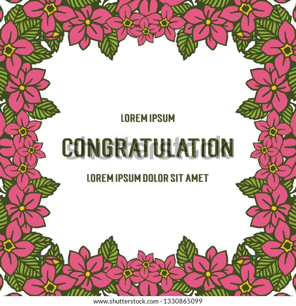 Vector Illustration Lettering Congratulation Pink Flower Stock Vector ...
