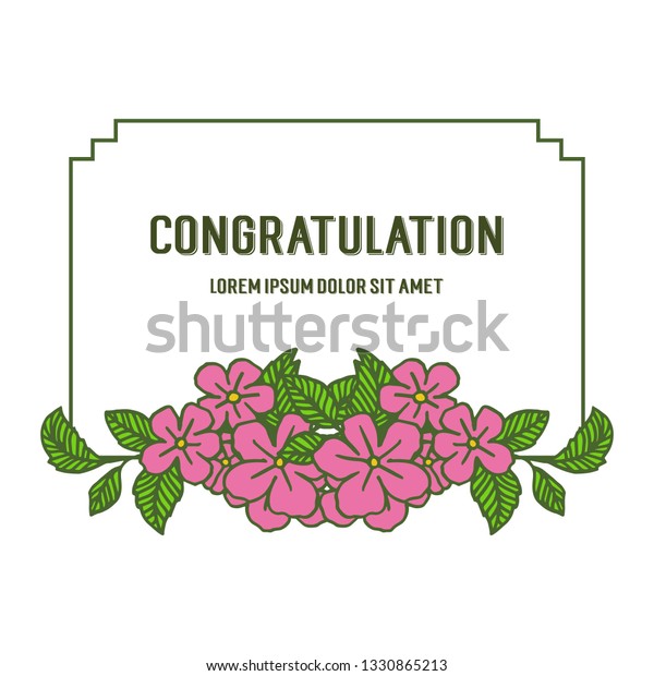 Vector Illustration Lettering Congratulation Pink Flower Stock Vector ...