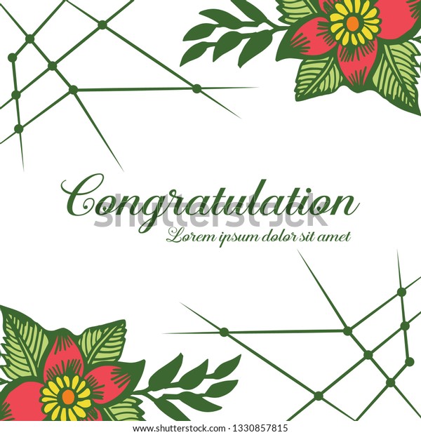 Vector Illustration Lettering Congratulation Shape Leaf Stock Vector ...