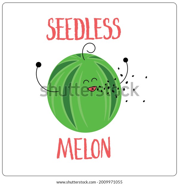Vector Illustration Lettering Seedless Watermelon Cartoon Stock Vector ...