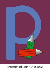 Vector Illustration Letterp Pencils Stock Vector (Royalty Free ...