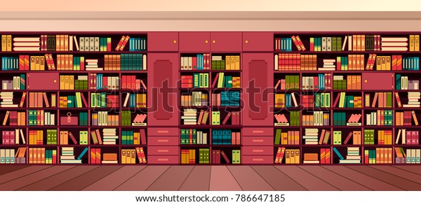 Vector Illustration Library Shelves Bookshelves Library Stock Vector ...