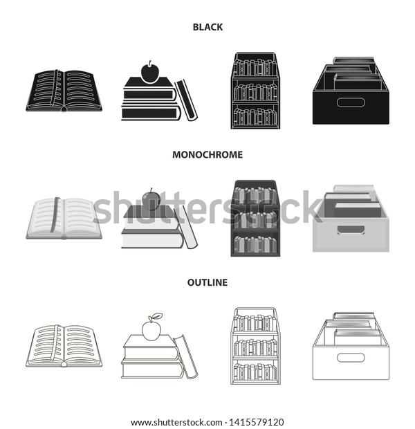 Vector Illustration Library Textbook Sign Set Stock Vector (Royalty ...
