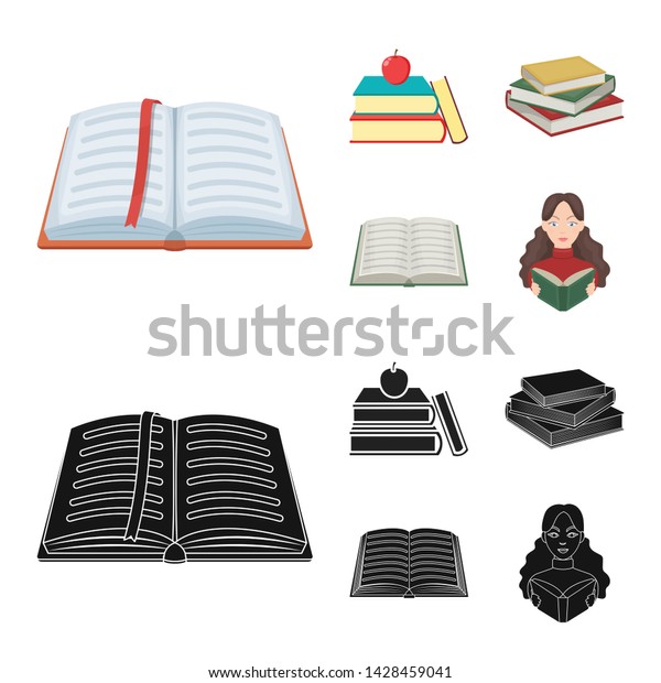 Vector Illustration Library Textbook Symbol Collection Stock Vector ...