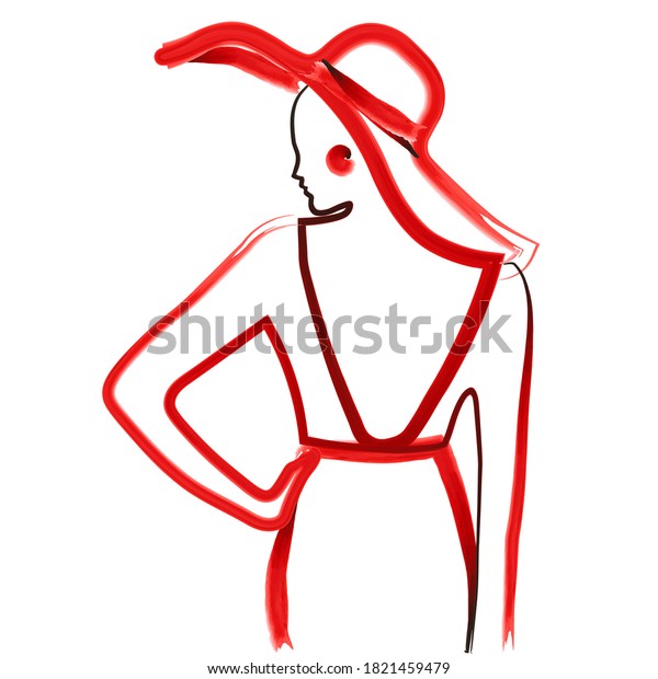 Vector Illustration Line Art Style Silhouette Stock Vector (Royalty ...