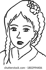 Vector Illustration Line Lady Face Stock Vector (Royalty Free ...