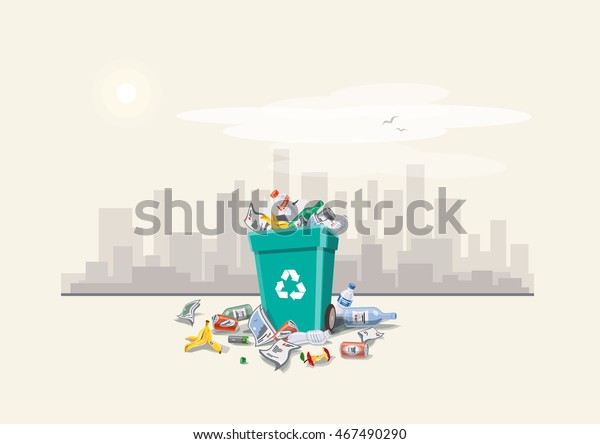 Vector Illustration Littering Waste Disposed Around Stock Vector ...