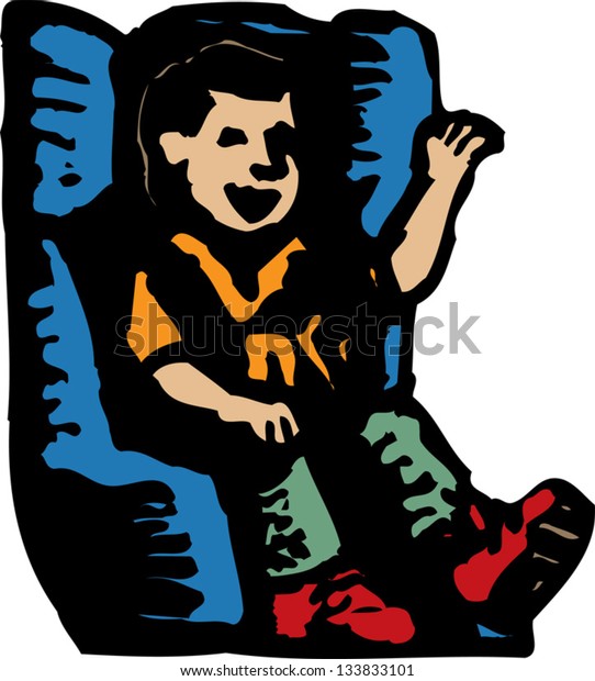 Vector Illustration Little Boy Car Child Stock Vector (Royalty Free ...