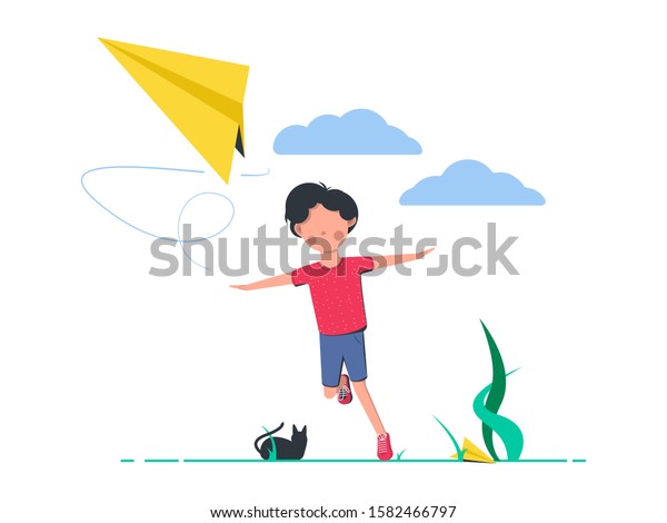 Vector Illustration Little Boy Dreams Becoming: เวกเตอร์สต็อก (ปลอดค่า ...