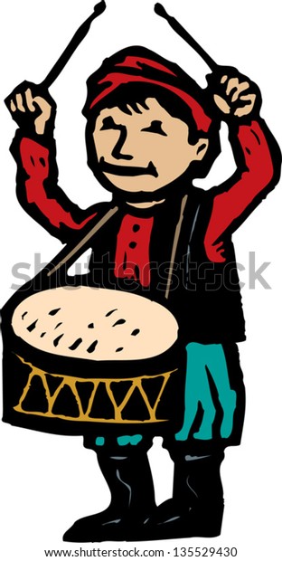 Vector Illustration Little Drummer Boy Stock Vector (Royalty Free ...