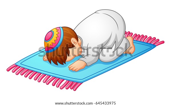 Vector Illustration Little Kid Prostration Praying Stock Vector ...