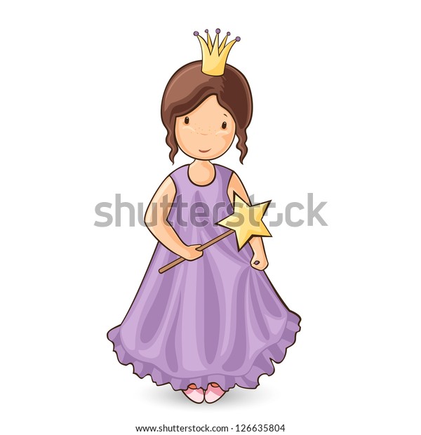 Vector Illustration Little Princess Purple Dress Stock Vector (Royalty ...