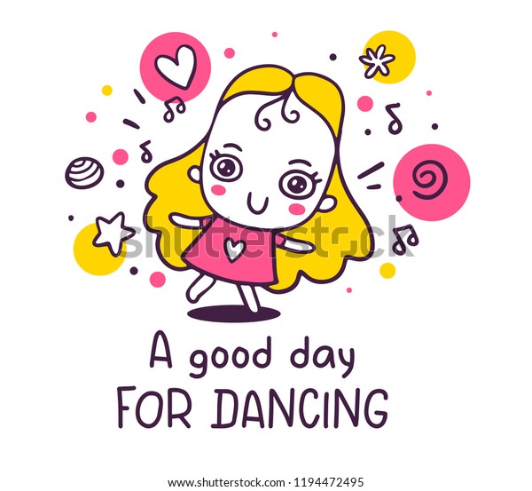 Vector Illustration Little Smile Dancing Girl Stock Vector (Royalty ...
