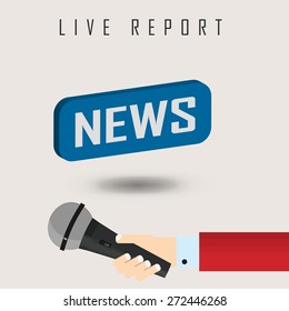 Vector Illustration Live Report Button News Stock Vector (Royalty Free ...