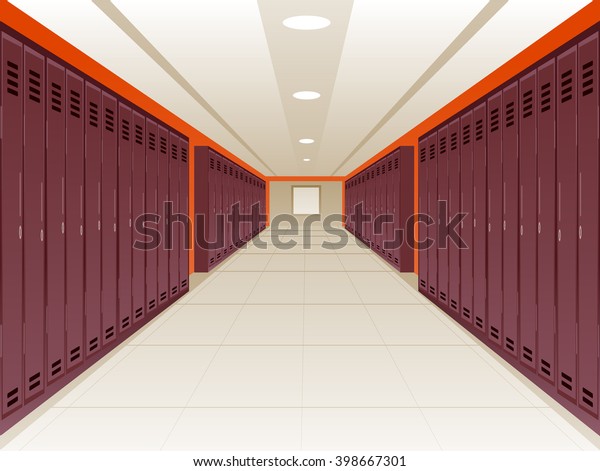 Vector Illustration Locker School Hallway Stock Vector (Royalty Free ...