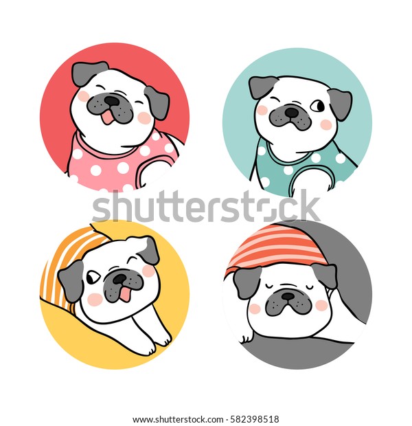 Vector Illustration Logo Set Pug Dogdoodle Stock Vector (Royalty Free ...