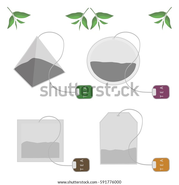 Vector Illustration Logo Tea Bag Sliced 스톡 벡터(로열티 프리) 591776000