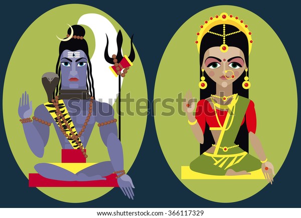 Vector Illustration Lord Shiva Mata Parvati Stock Vector (Royalty Free ...