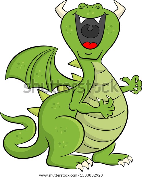 Vector Illustration Loud Laughing Cartoon Dragon Stock Vector (Royalty ...