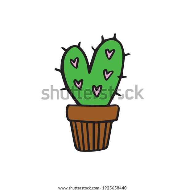 Vector Illustration Love Cactus Hand Drawn Stock Vector (Royalty Free ...