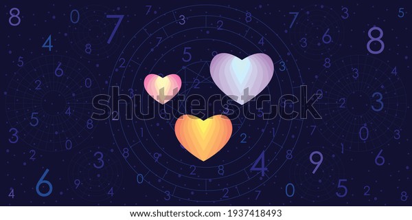 Vector Illustration Love Compatibility Numbers Hearts Stock Vector ...