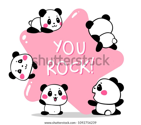 Vector Illustration Lovely Cartoon Many Panda Stock Vector (Royalty ...