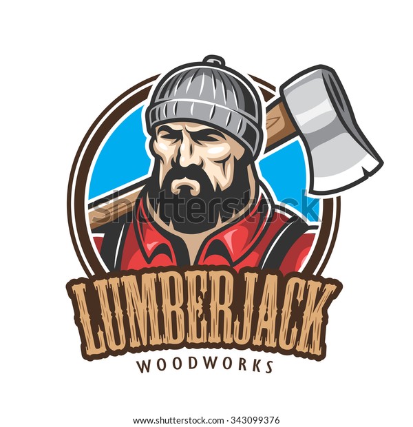Vector Illustration Lumberjack Emblem Label Badge Stock Vector (Royalty ...