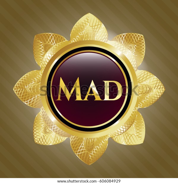 Vector Illustration Mad Golden Badge Maroon Stock Vector (Royalty Free ...