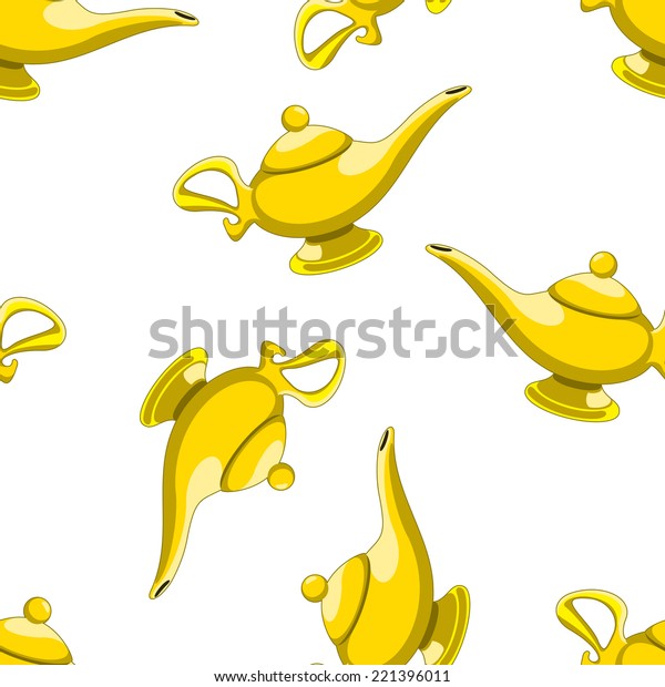 Vector Illustration Magic Lamp Aladdin Seamless Stock Vector (Royalty ...
