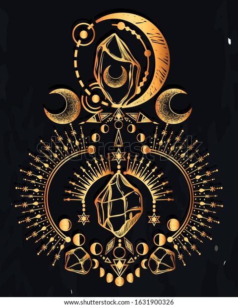 Vector Illustration Magical Astrology Crystals Alchemy Stock Vector ...